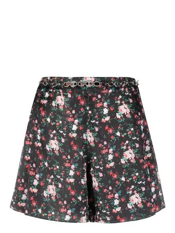 Rabanne Printed Shorts With Chain Detail - Black