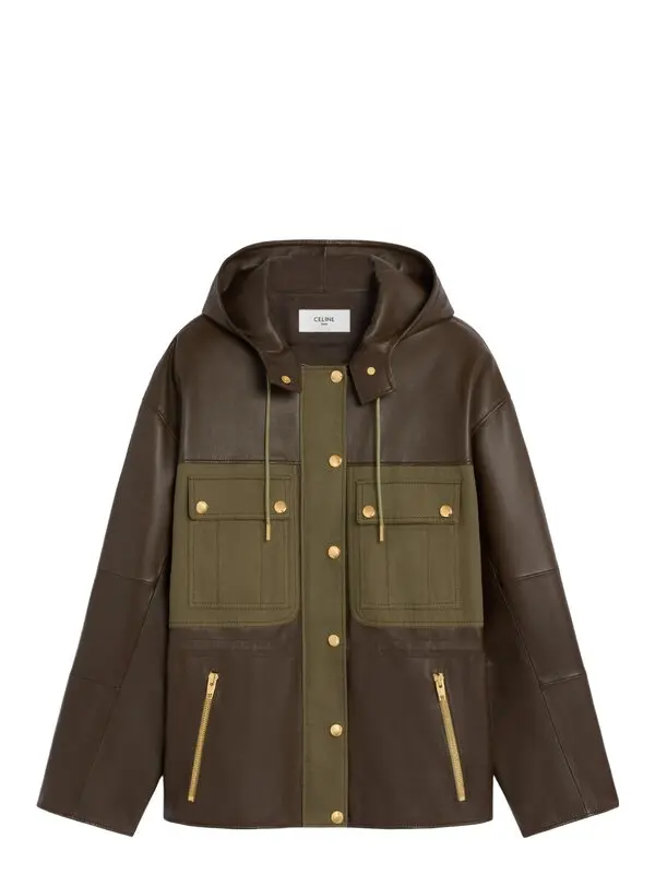 Celine Parka In Soft Lambskin - Deep Khaki