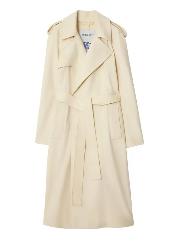 Burberry Mid-length Wrap Coat With Shoulder Embellishments - Candlelight Color