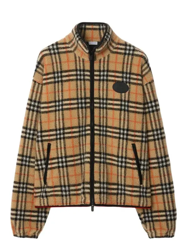 Burberry Checked Zip-up Fleece Jacket - Multicolor