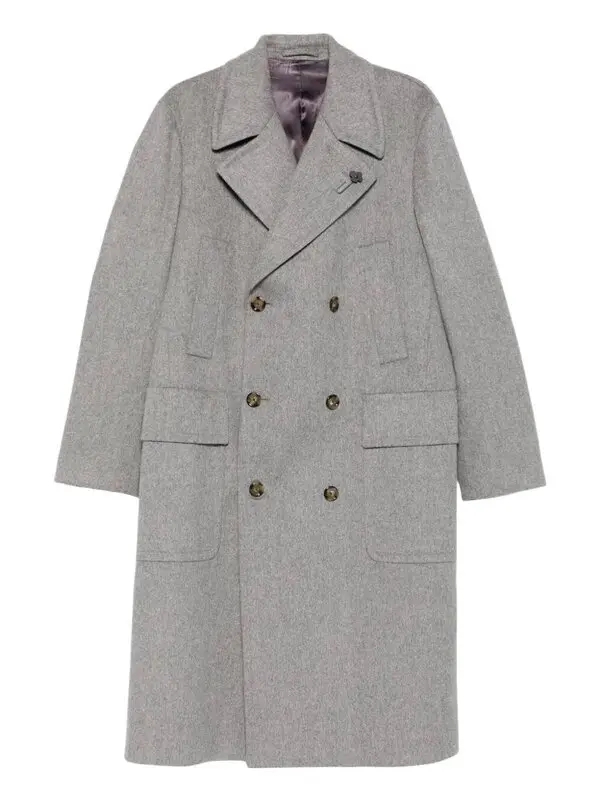 LARDINI Double-breasted Wool Coat - Gray