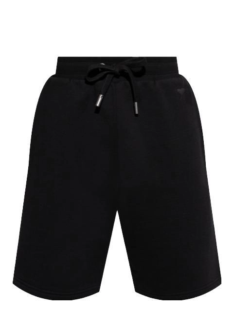 AMI Paris De Coeur-embroidered Shorts - Black