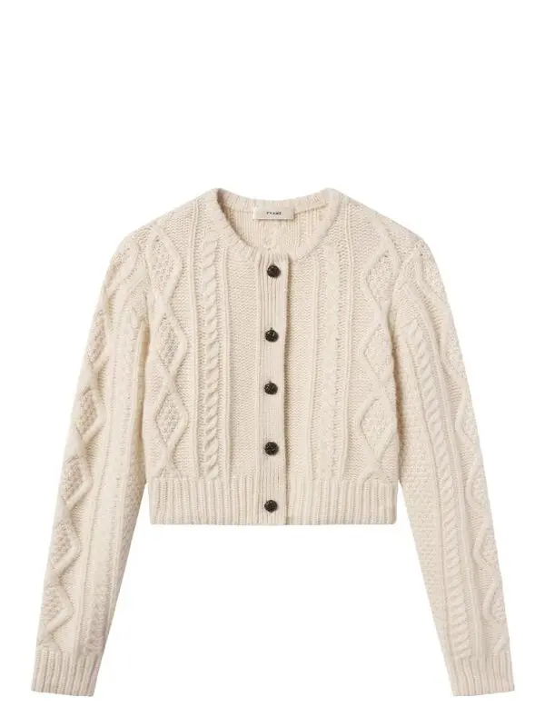 FRAME The Cable Knit Cardigan - Cream