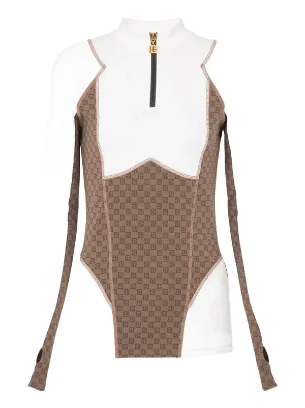 Balmain Mini Monogram Technical Top - Brown