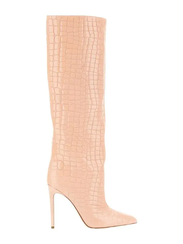 Paris Texas Embossed Crocodile Effect Stiletto Boots - Nude