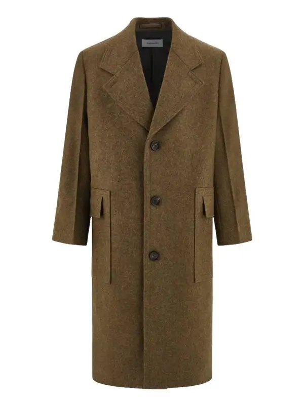 FERRAGAMO Single-breasted Military Coat - Olive Green