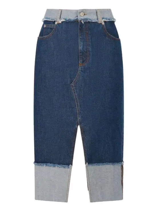 Marni Denim Midi Skirt - Blue-black