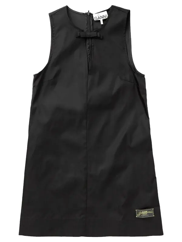 GANNI Sleeveless Bow Detail Mini Dress - Black