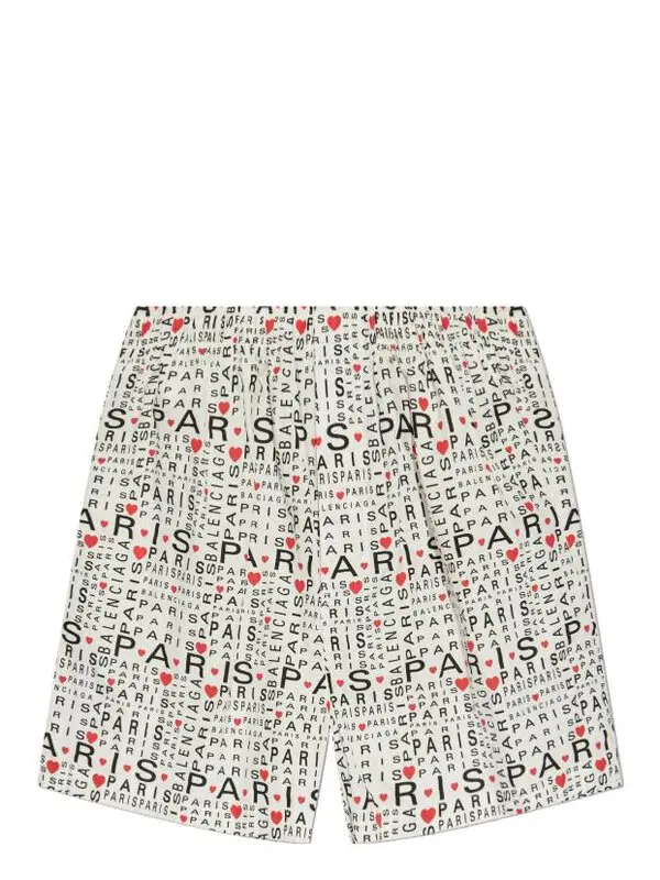 Balenciaga Allover Logo Printed Shorts - White