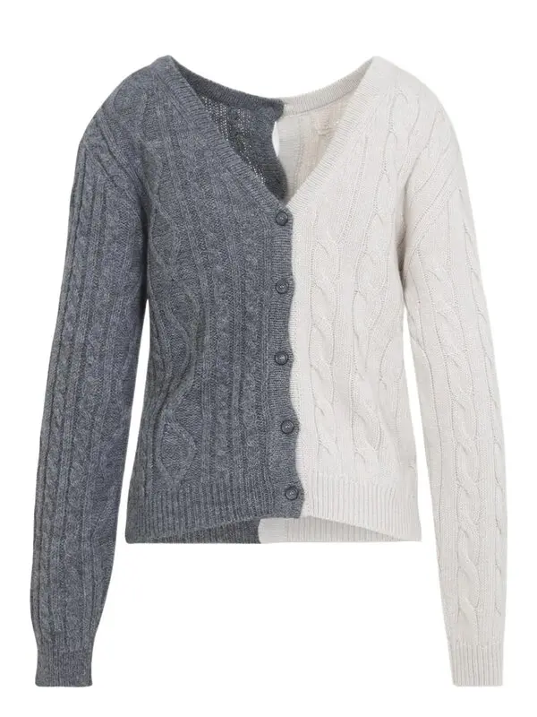 Moschino Cable-knit Two-tone Cardigan - Fantasia Grigio