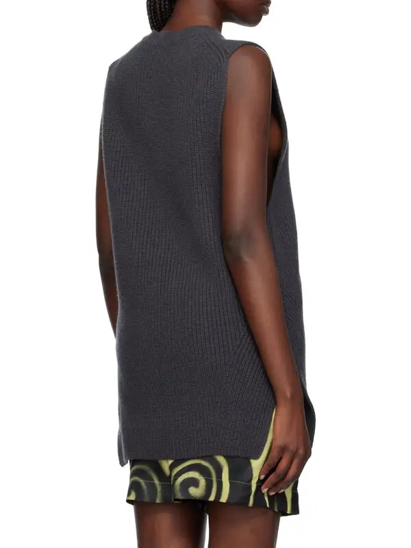 Nanushka Sleeveless Ribbed Wool Blend Jumper - Black