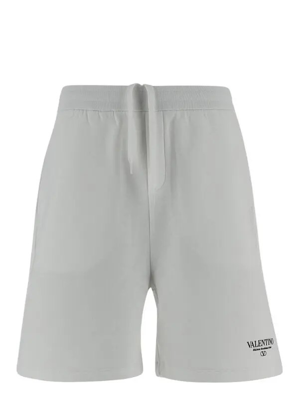 Valentino Garavani Logo Printed Straight Hem Shorts - Gray