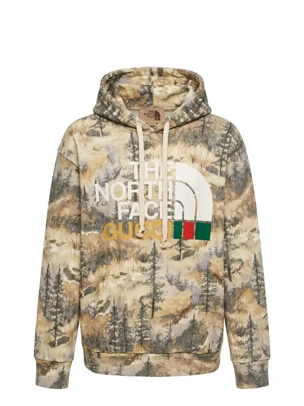 Gucci The North Face Logo-print Cotton Hoodie - Nude