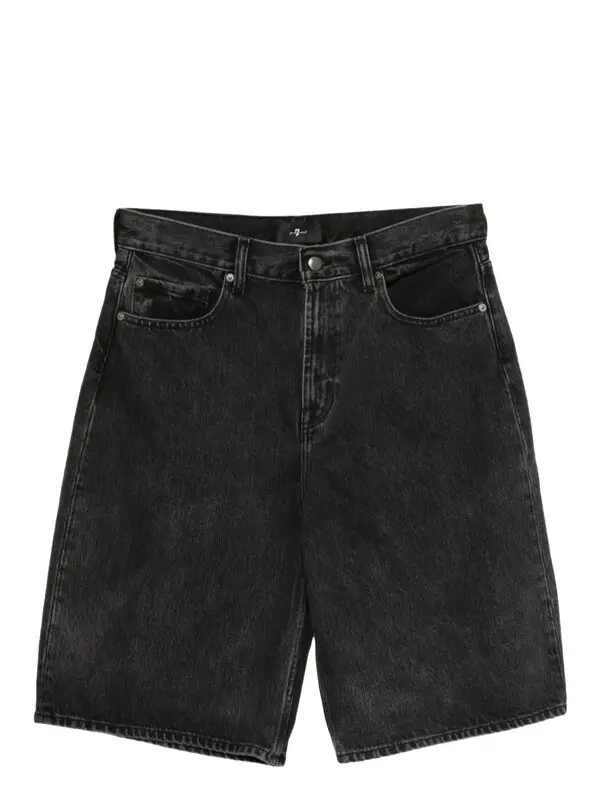 7 For All Mankind Wide-leg Denim Shorts - Black