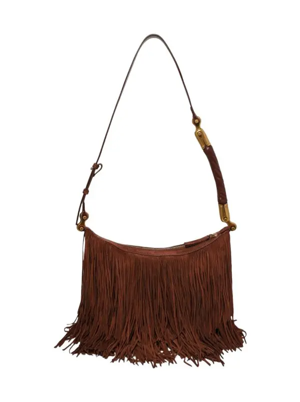 Balmain Bène Fringed Hobo Bag - Dark Brown