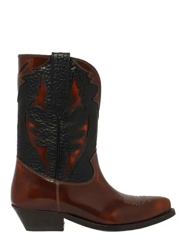 GOLDEN GOOSE Wish Star Embroidered Boots - Brown/black