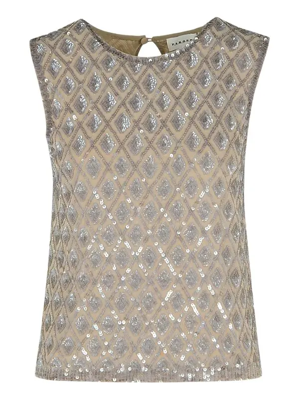 P.a.r.o.s.h Sleeveless Diamond Sequined Top - Gray