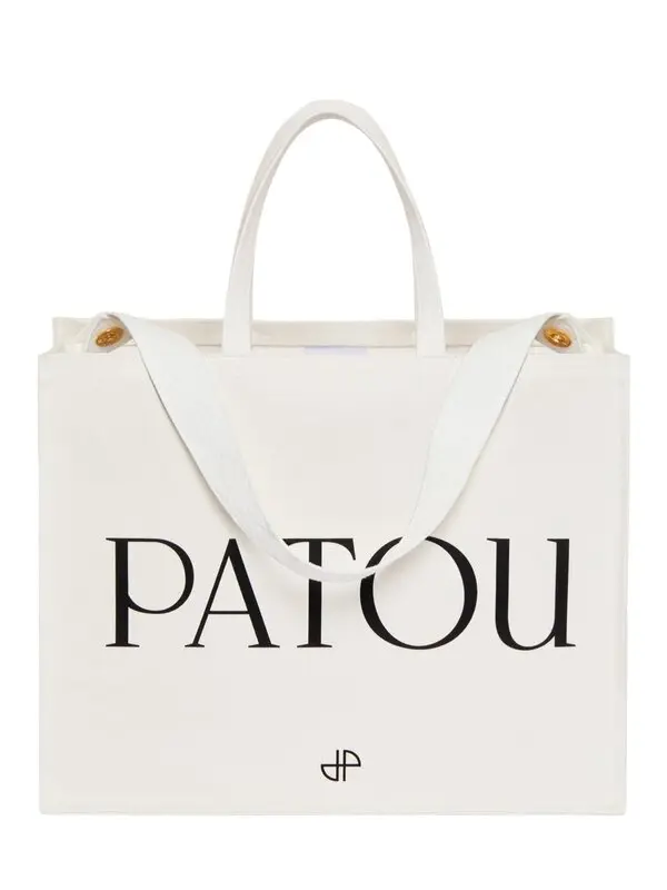 PATOU Logo Printed Large Tote Bag - White