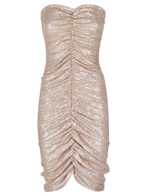 Norma Kamali Sequined Strapless Sweetheart Neckline Dress - Nude