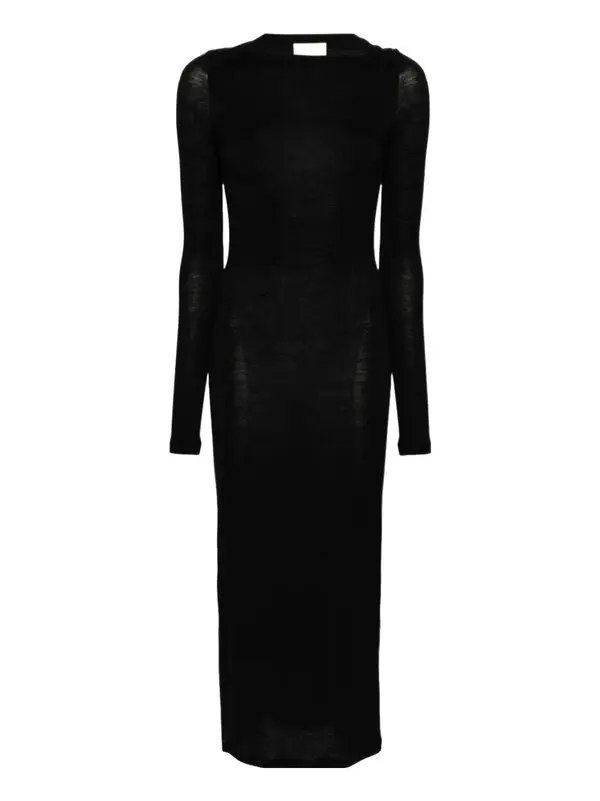 Saint Laurent Cut-out Long-sleeved Dress - Black