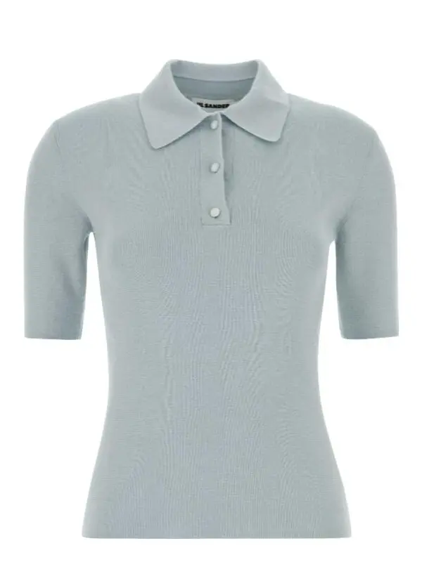 JIL SANDER Button Detailed Short-sleeved Polo Jumper - Gray