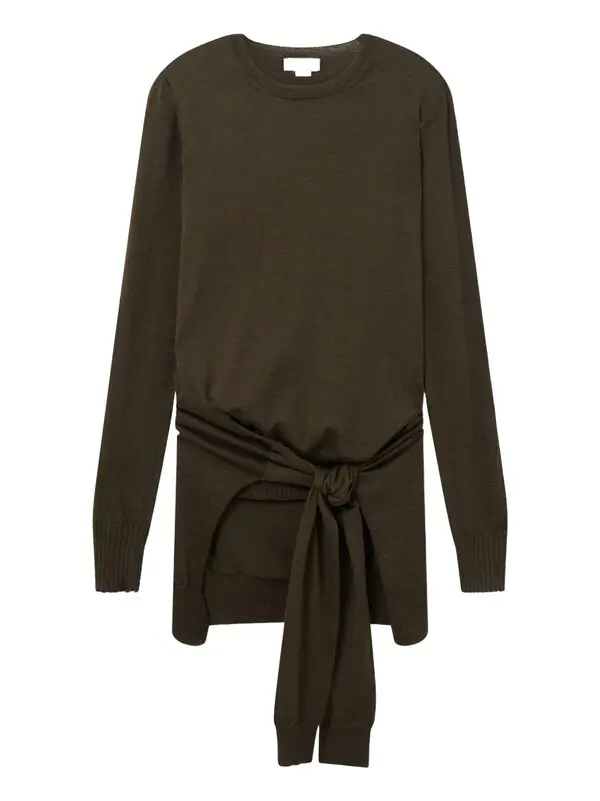 Stella McCartney Tie-front Crewneck Jumper - Olive