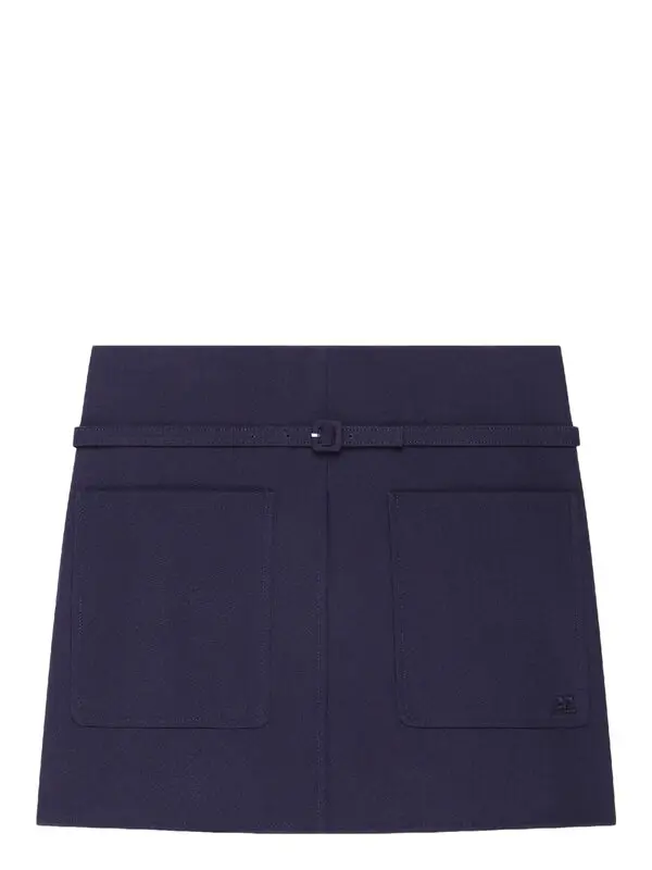 COURREGES Courrèges Two-pocket Belted Cotton Skirt - Work Blue