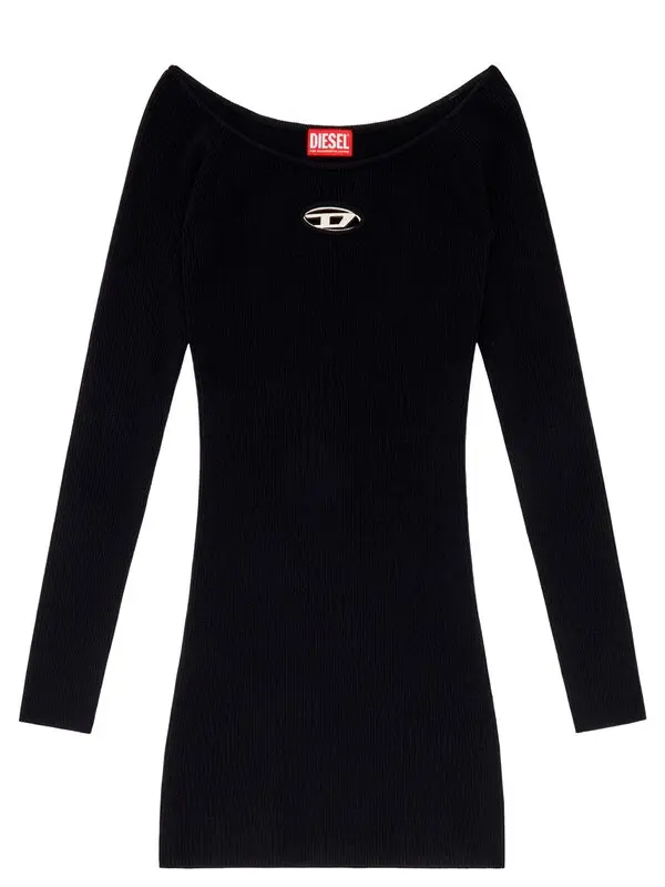 DIESEL® M-vera Off-the-shoulder Ribbed-knit Dress - Black