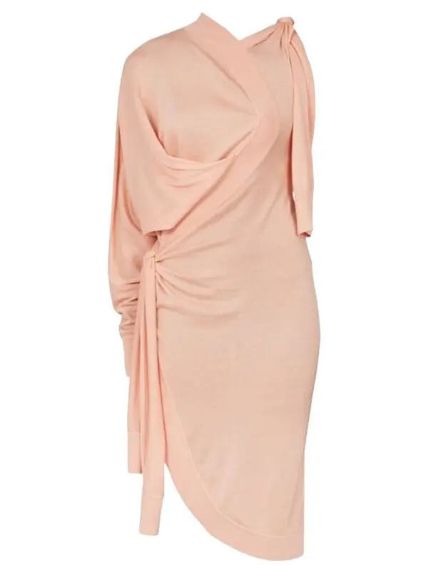 FERRAGAMO Asymmetrical Knit Dress - Ballet Pink