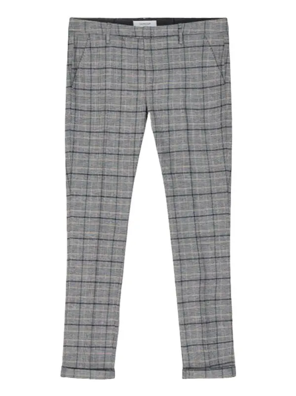 DONDUP Plaid Straight Leg Trousers - Gray