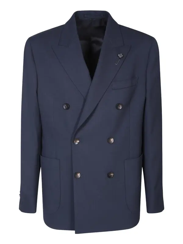 LARDINI Double-breasted Tailored Blazer - Black