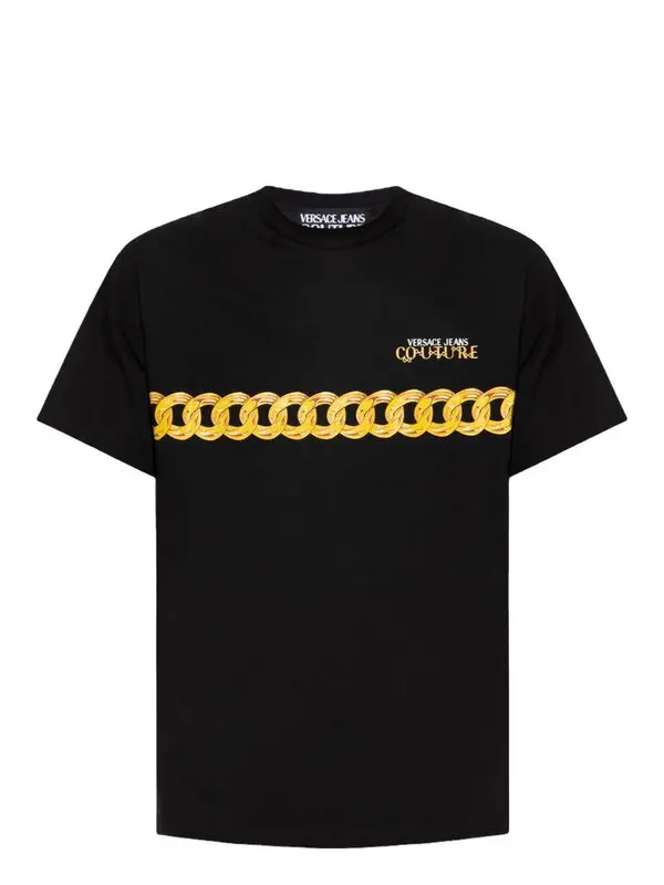 Versace Chain Printed Crewneck T-shirt - Black