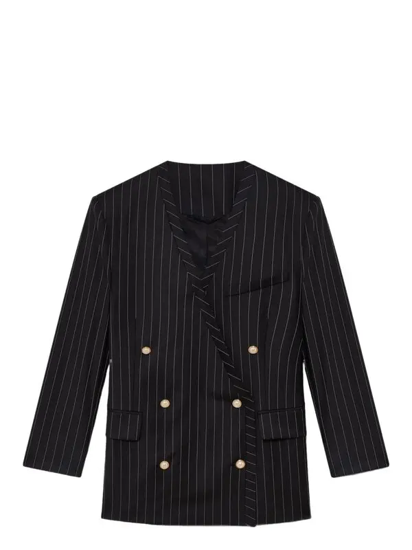 Casablanca Double Breasted Striped Blazer - Black