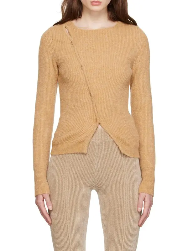 Jacquemus Le Papier" Asymmetrical Button Front Sweater - Nude