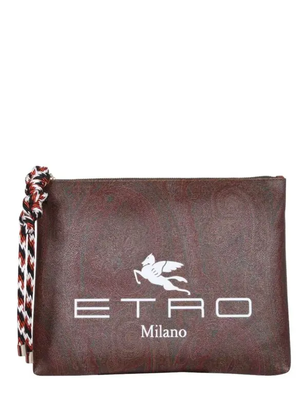 Etro Logo-print Clutch Bag - Gray