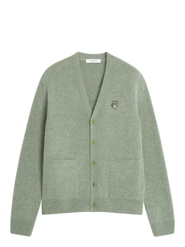 Maison Kitsuné Fox Head Cardigan - Laurel Green
