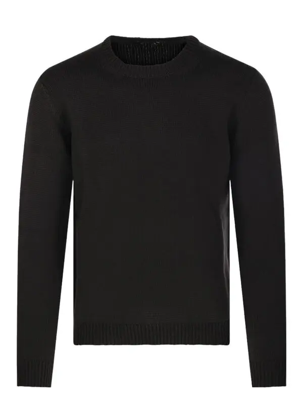 ROBERTO COLLINA Round Neck Long Sleeve Sweater - Black