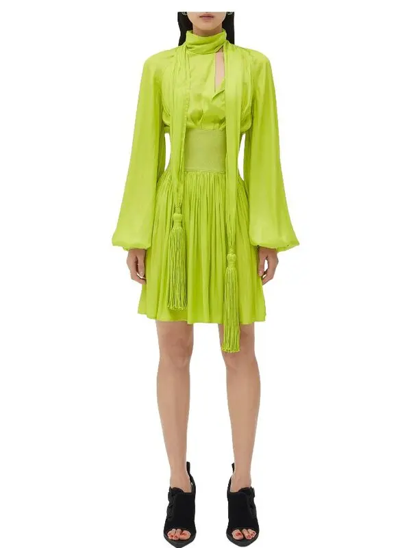 Bottega Veneta Tasseled Flared Dress - Green