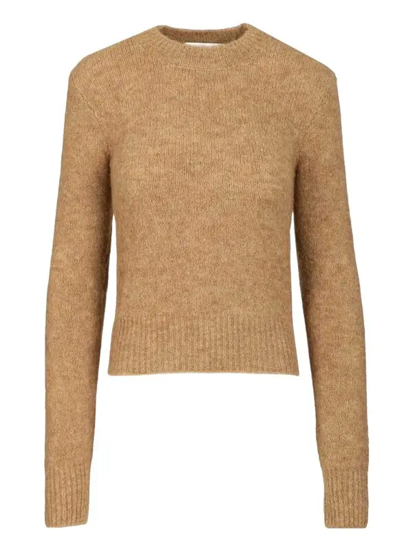 Ami Round Neck Long Sleeve Sweater - Nude