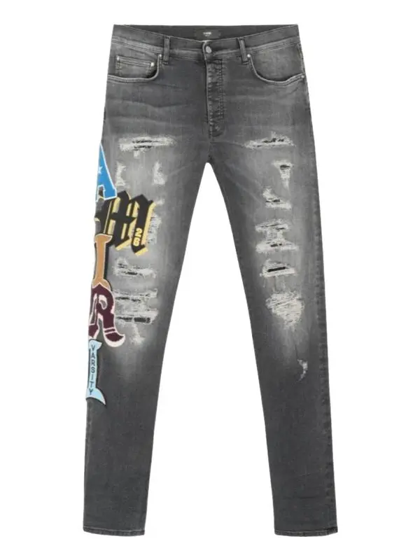 Amiri Distressed Skinny Jeans - Gray