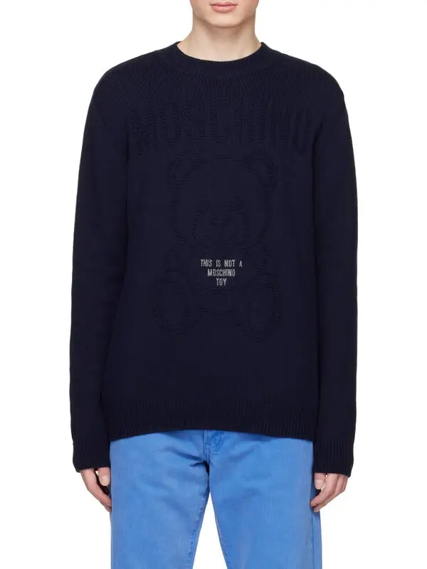 Moschino Teddy Bear Logo Knit Sweater - Black
