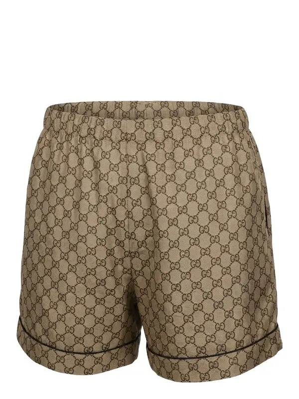 Gucci Gg Supreme Monogram Shorts - Beige And Ebony