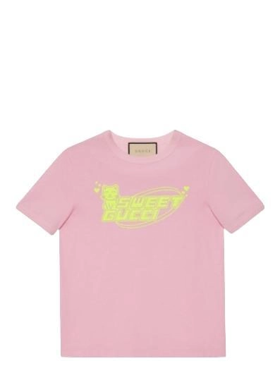 Gucci Logo Printed Crewneck T-shirt - Pink