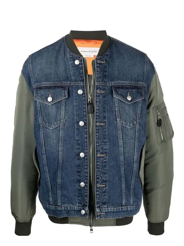 Alexander McQueen Hybrid Denim Bomber Jacket - Blue