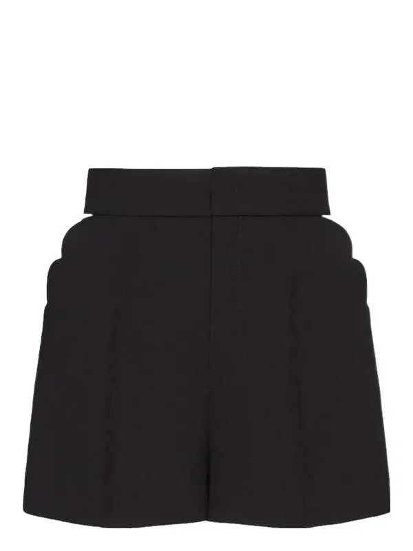 Red Valentino Crepe Shorts With Scallop Detail - Black
