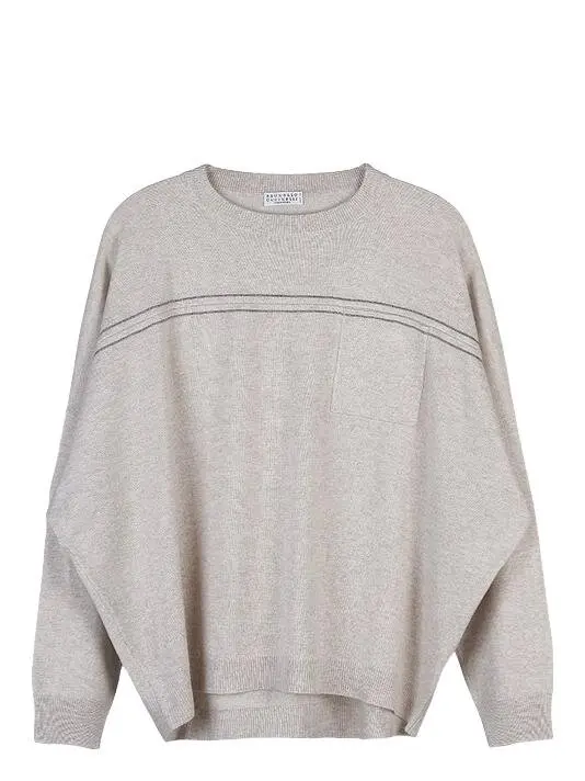 Brunello Cucinelli Long Sleeve Crew Neck Sweater - Gray
