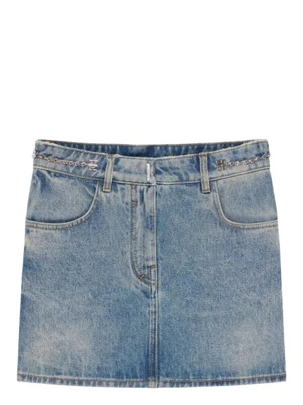 Givenchy Chain-detailed Denim Mini Skirt - Medium Blue