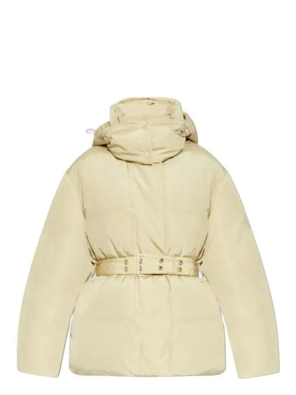 Acne Studios Belted Padded Jacket With Hood - Nude