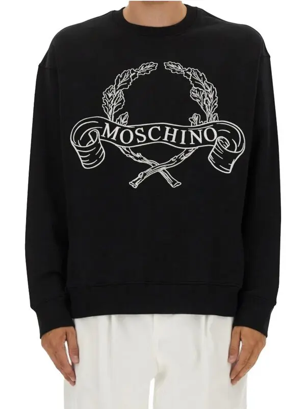 Moschino Sweatshirt With Laurel Crown Logo Embroidery - Black