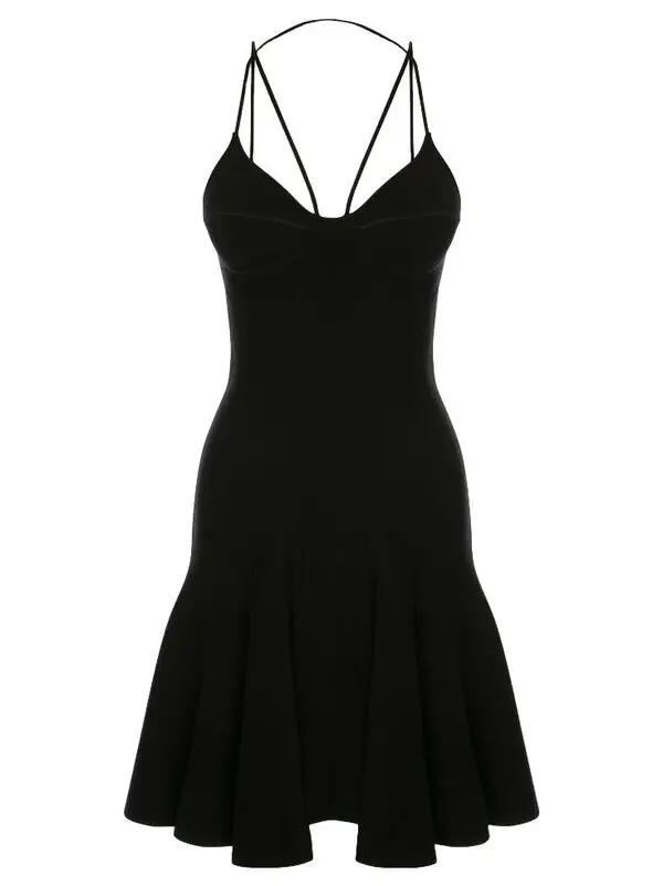 Alexander McQueen Strappy Fluted Mini Dress - Black
